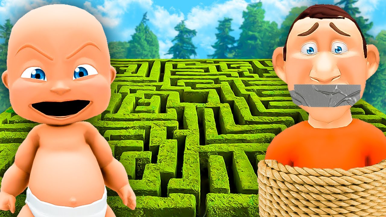 Baby Traps DAD in GIANT MAZE! - YouTube