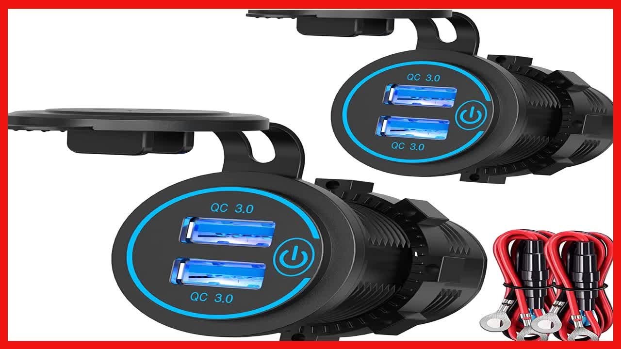 [2 Pack] 12V USB Outlet, Quick Charge 3.0 Dual USB Power Outlet with ...