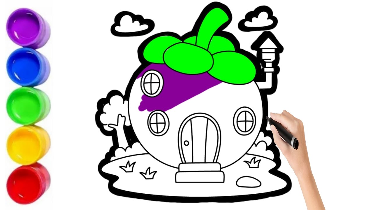 Cara Mewarnai Rumah Manggis,Mewarnai Untuk Anak | How to Color a ...
