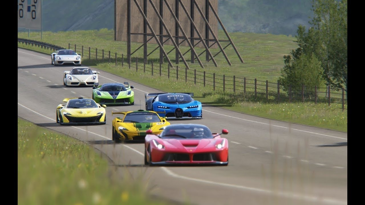 Battle Bugatti Vision GT vs Super Cars at Hihglands - YouTube