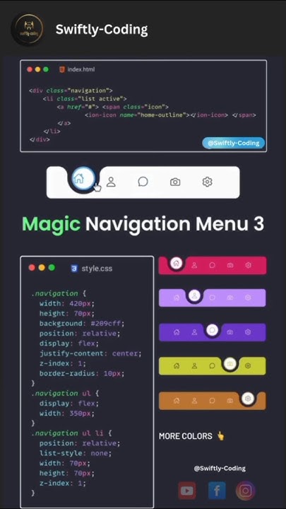 Magic Navigation Menu 🧑‍💻#html #css #webprogramming #programming #ytshort #vuralvideo - YouTube