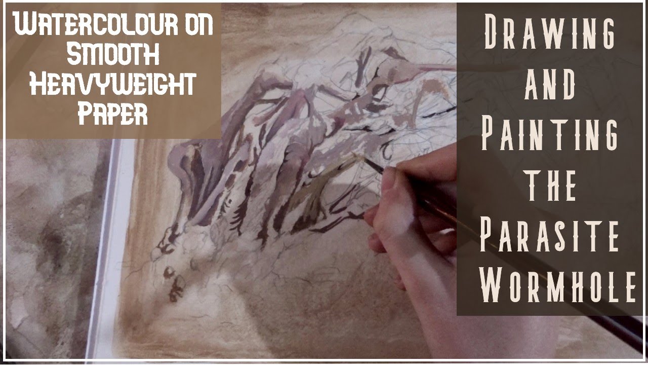 Drawing and Painting 'Parasite Wormhole' design with Watercolour and ...
