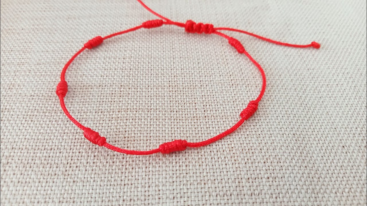 How to Make 7 Knots Lucky Red String Bracelet Tutorial, Diy Kabbalah ...