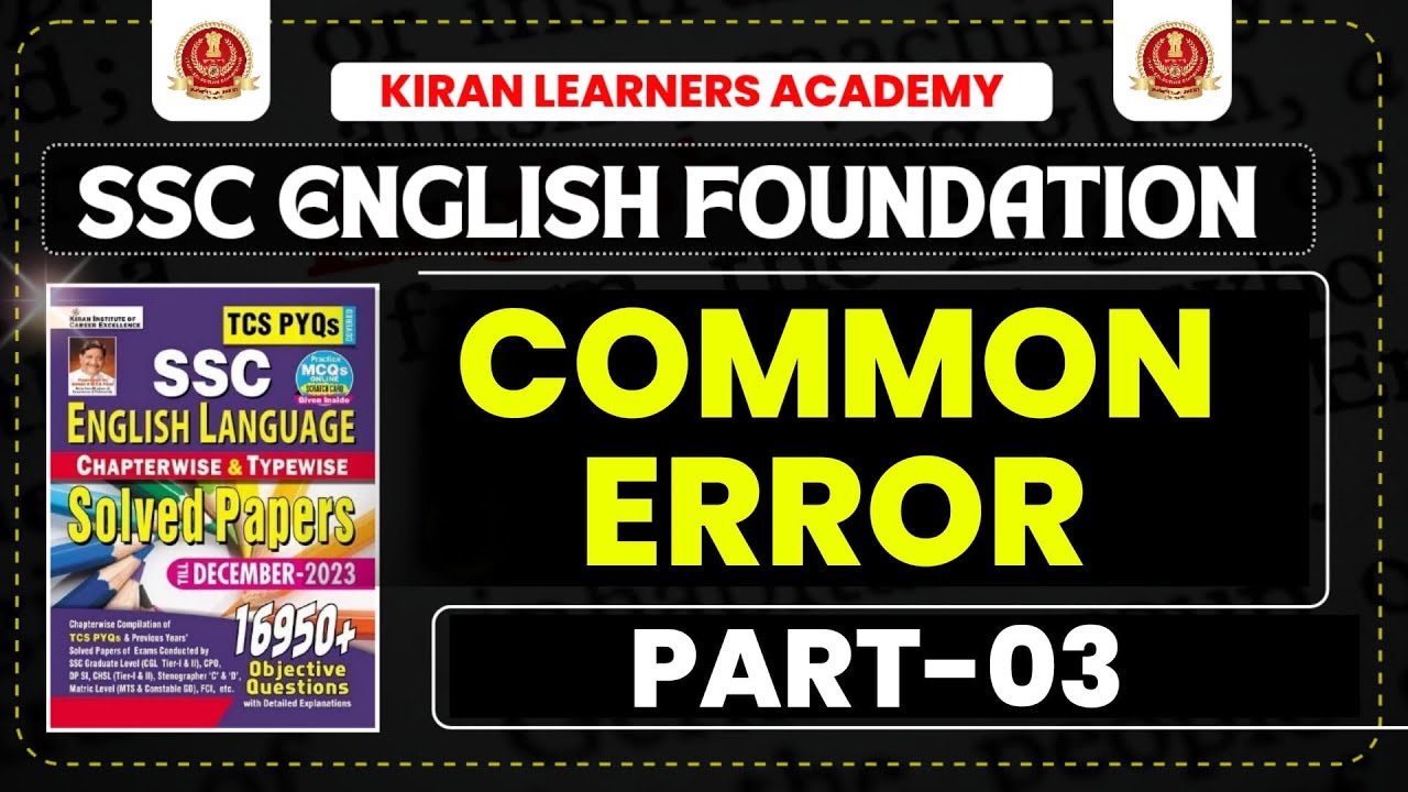 SSC English Foundation | Common Error | Part 3 | Book Video Solution - YouTube
