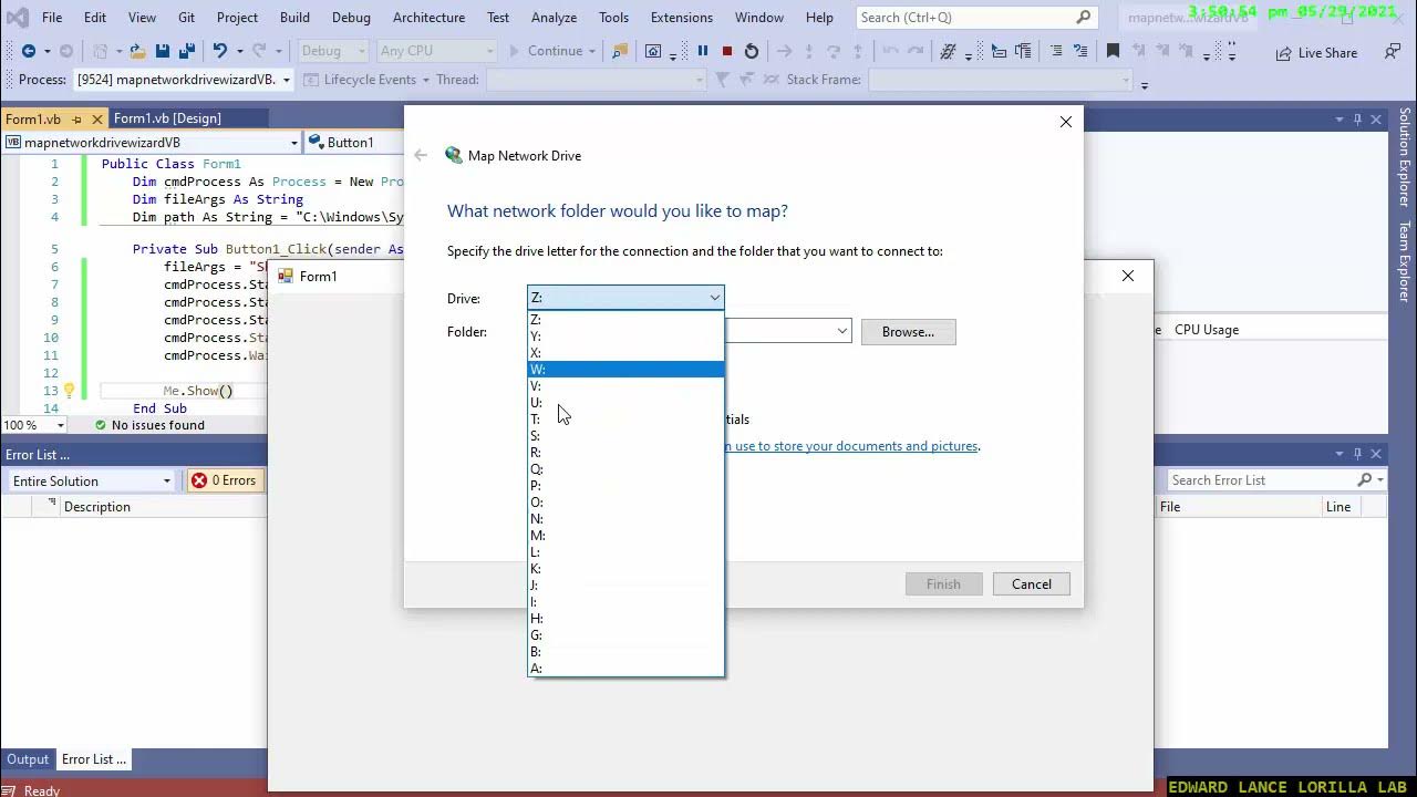 【Visual Studio Visual VB net】Map Network Drive Wizard - YouTube