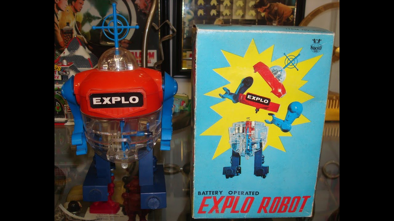 EXPLO robot "blows its top" Topper Corp, Nikko toys Japan 1970. - YouTube
