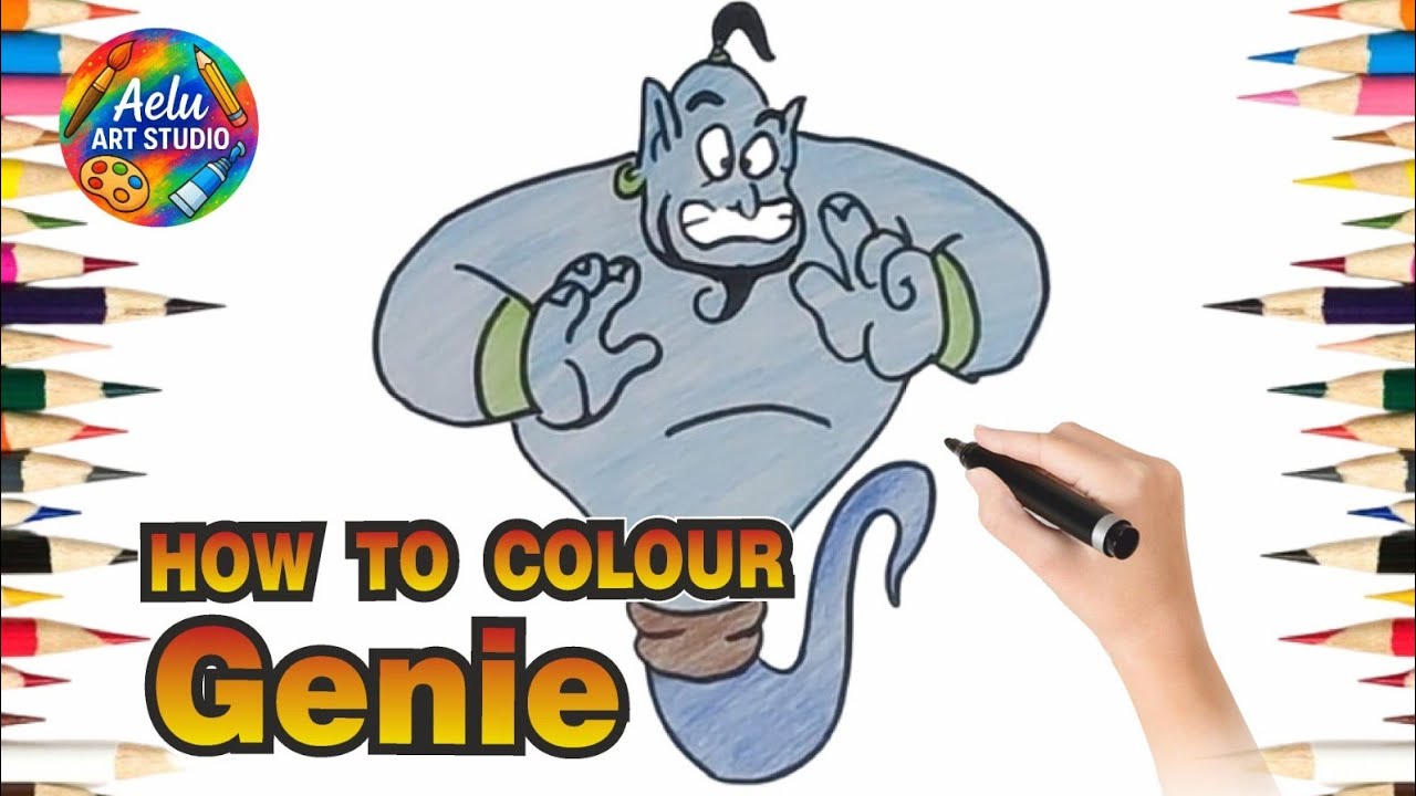 How To Colour a Genie 🧞‍♂️ | Easy Step-by-Step Cartoon Coloring ...
