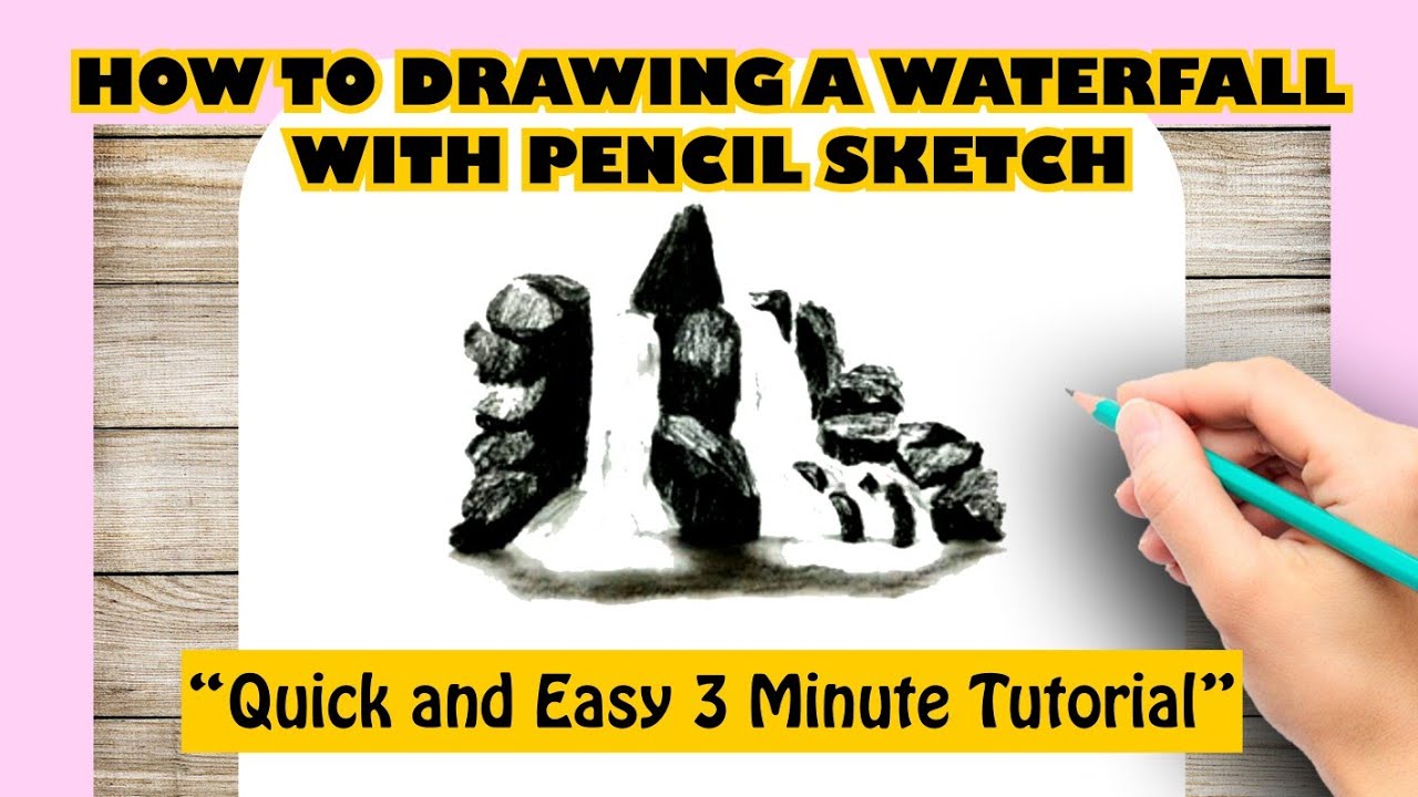 HOW TO DRAWING A WATERFALL WITH PENCIL SKETCH - YouTube