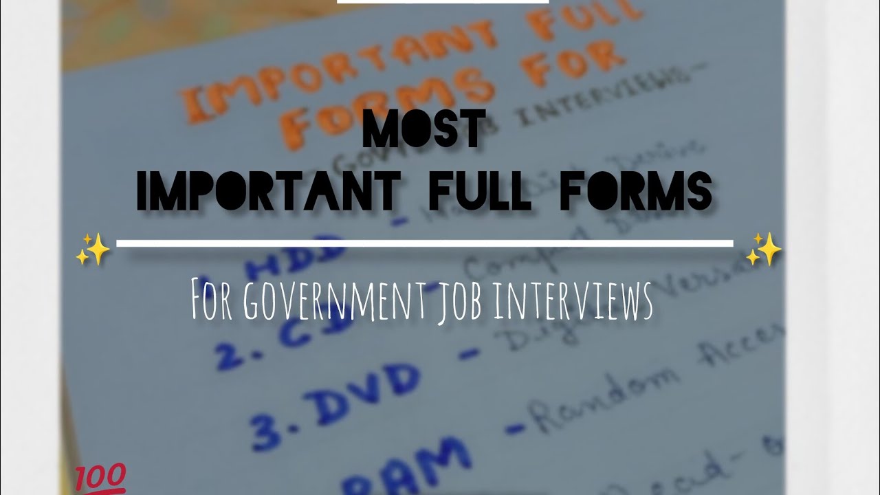 Some most important full forms which are helpful for the interviews in ...