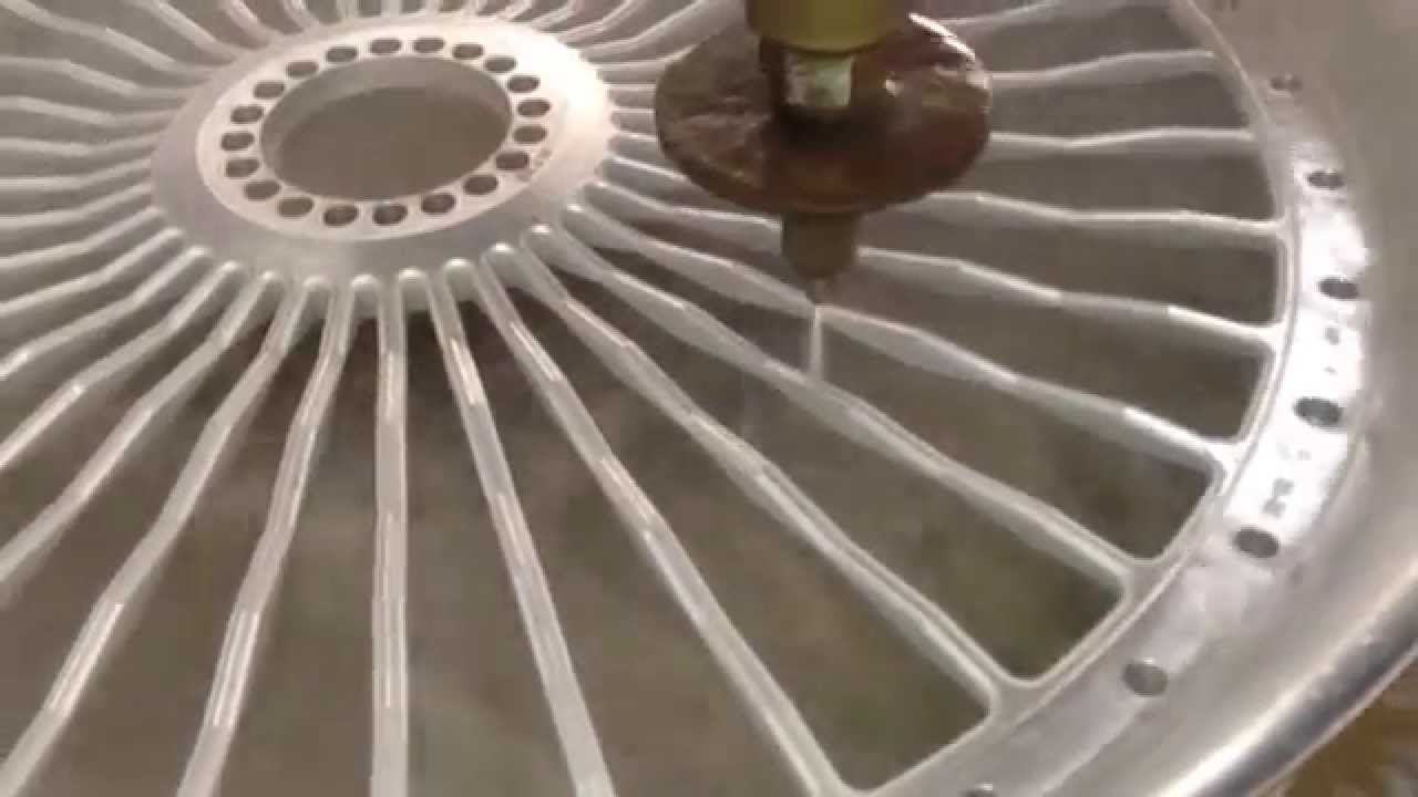 Waterjet Cutting Wheel Rim with Uneven Thicknesses - YouTube