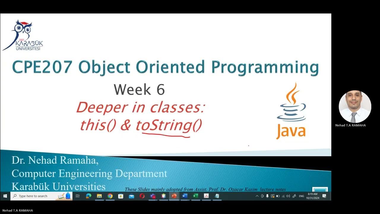 Week7-Object Oriented Programming using Java(toString(), this(), Rock Scissor Paper Game) - YouTube