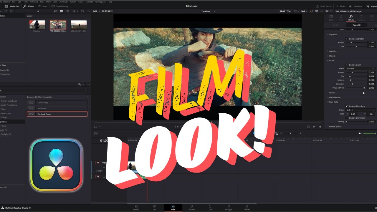Easy Film Look in SECONDS (No LUTs Needed!) DaVinci Resolve 19 - YouTube