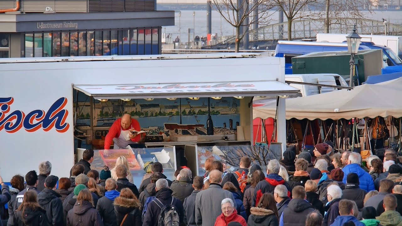 Hamburg, Germany: Altona Fish Market (Altonaer Fischmarkt), video 1 ...