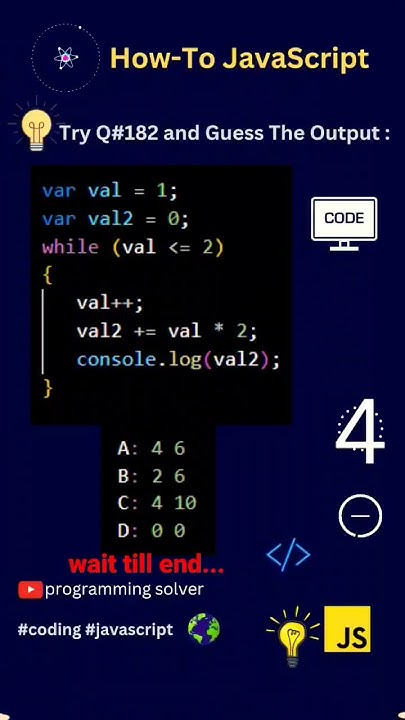 How To Code Javascript Q 182 Try Solve And Guess The Output Shorts Coding Programming