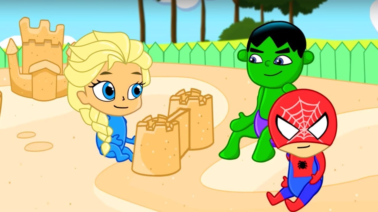 DibusYmas Elsa, Spiderman & Hulk in the sand 💕Play Doh Stop motion ...