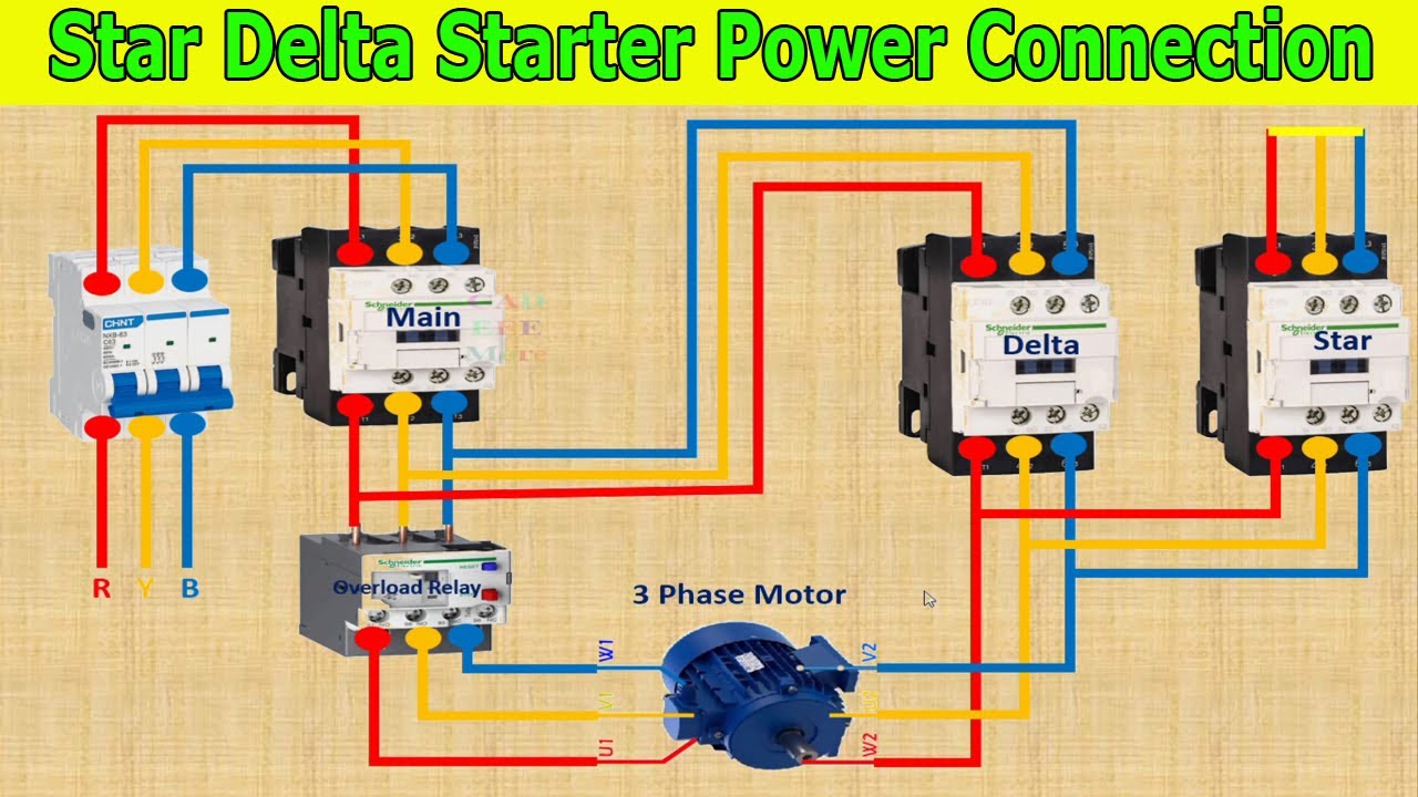 Star Delta Starter Power Wiring Connection Diagram | 3 Phase Motor Star ...