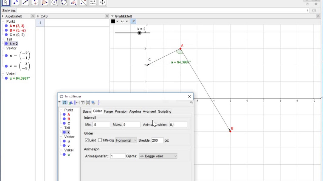 6 6 Bruk av skalarproduktet eks 2 GeoGebra - YouTube