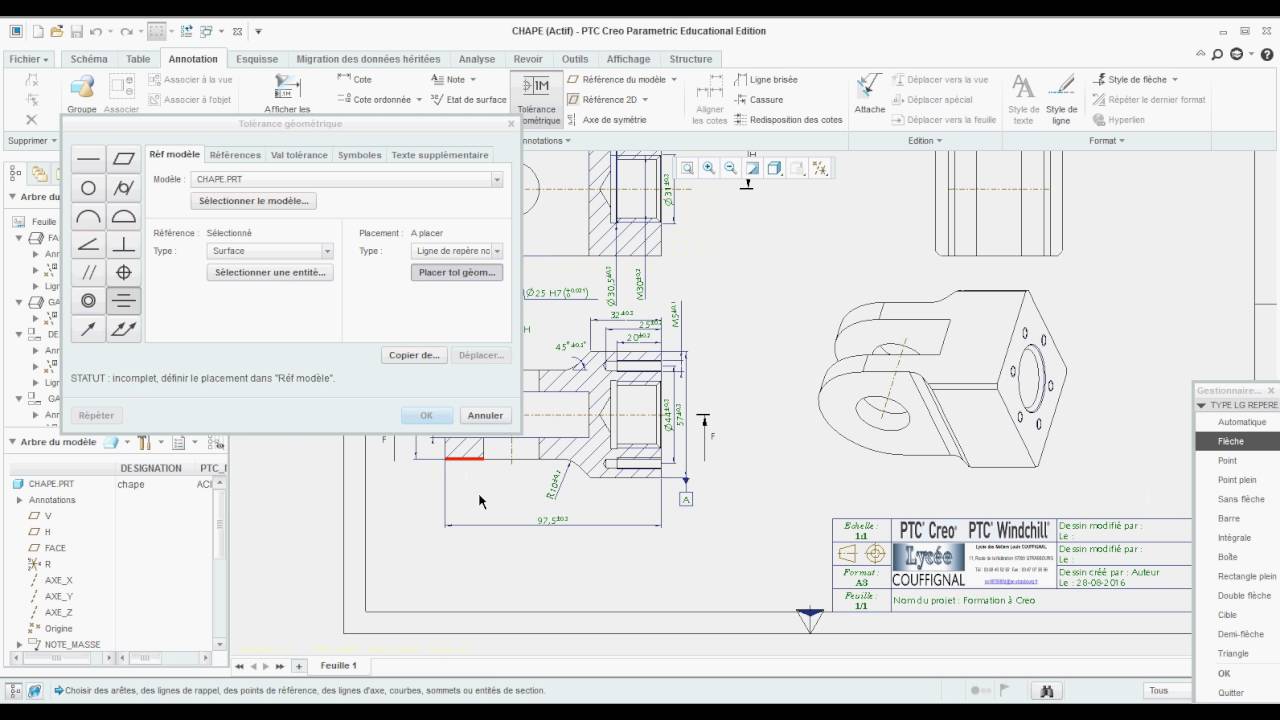 Ajouter un symbole de tolérance géométrique (exemple: symétrie) avec ...