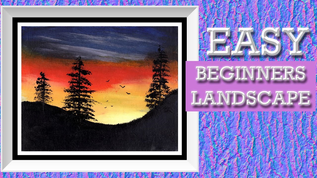 EASY BEGINNERS LANDSCAPE ACRYLIC PAINTING TUTORIAL /STEP BY STEP - YouTube
