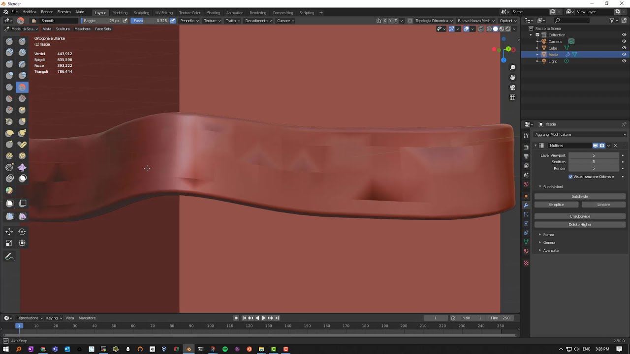 sculpting con blender 2 90 multires, fare una fascia - YouTube