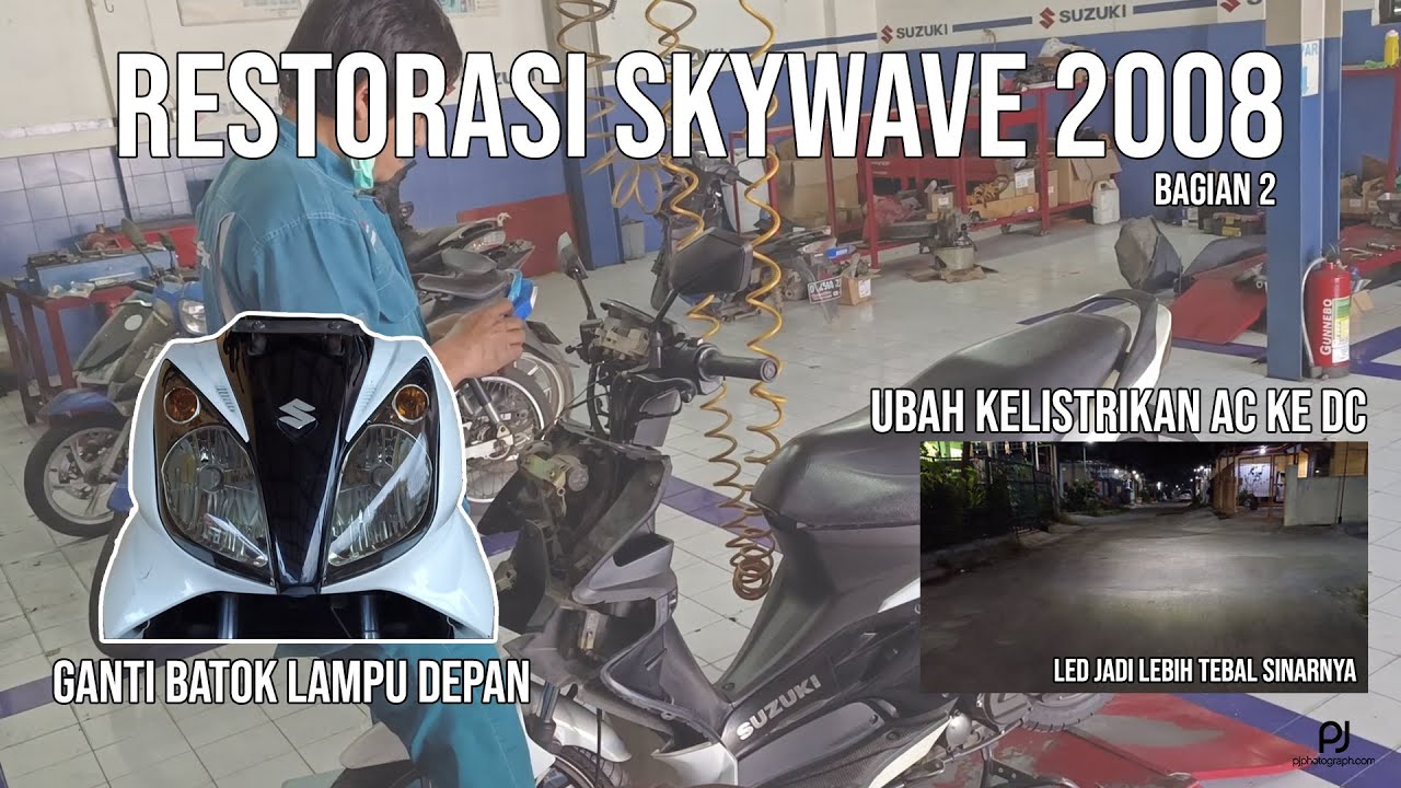 Restorasi Suzuki Skywave 125 2008 bag 2 : ganti batok lampu dan ubah kelistrikan dari AC ke DC ...