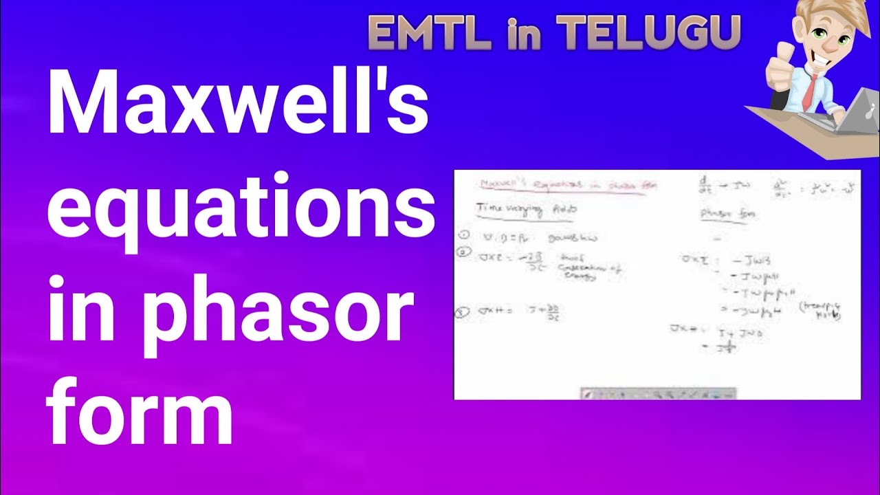 Maxwell's equations in phasor form in Telugu - YouTube