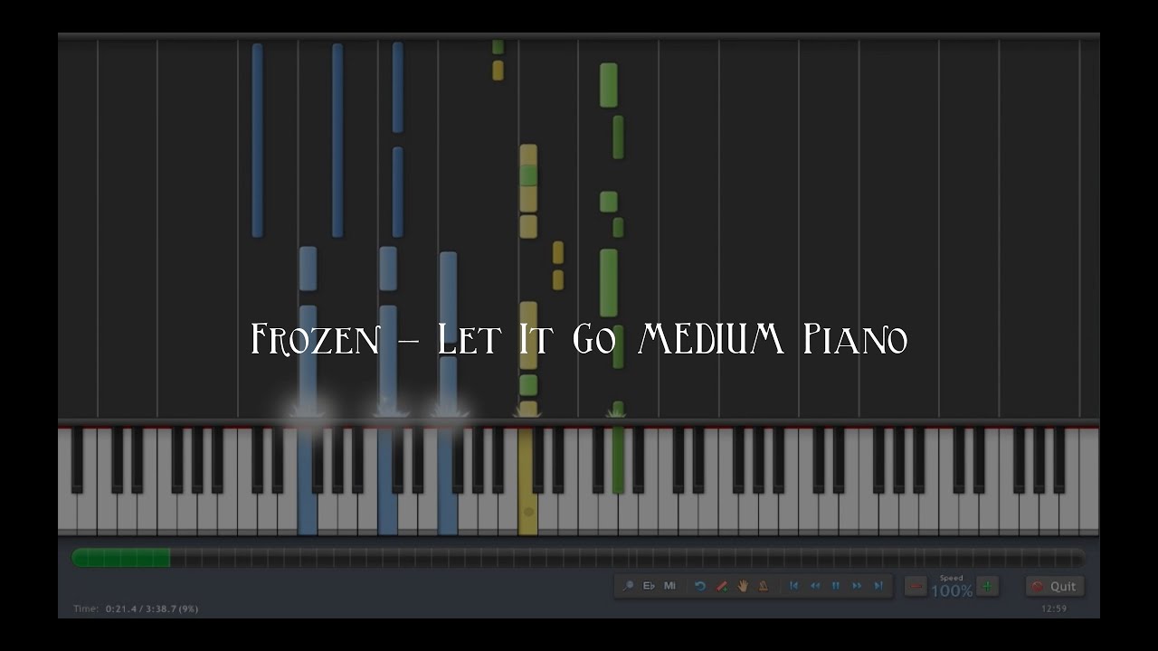 Frozen - Let It Go MEDIUM Piano Tutorial (100%) - YouTube