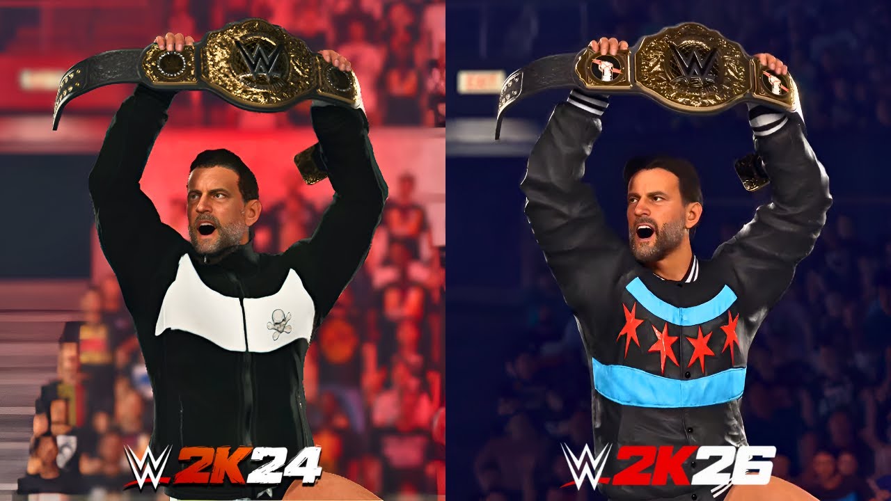 WWE 2K26 vs WWE 2K24 — CM Punk Entrance Comparison 🔥 Graphics ...