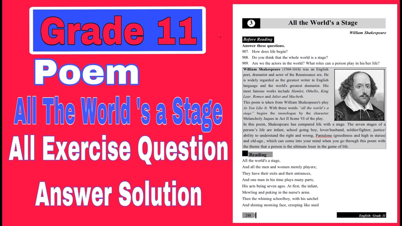 Grade 11 ll Poem ll All The World’s A Stage ll All Exercise Question ...