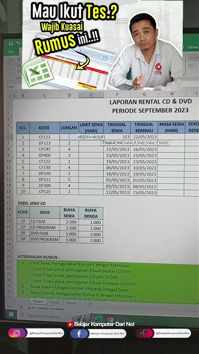 Rumus If Pada Excel Belajarexcel If Microsoftexcel Tutorialexcel Exceltips Excelindonesia