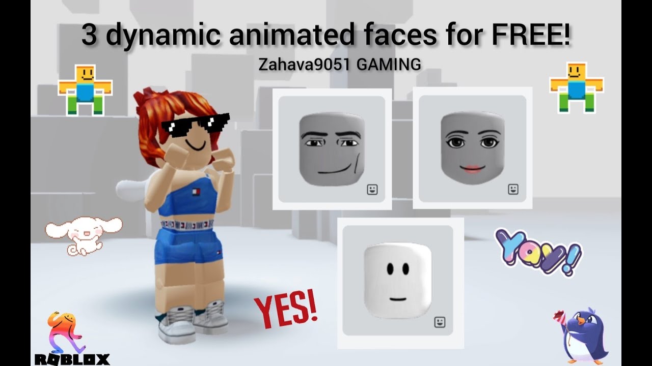 3 DYNAMIC ANIMATED FACES/HEADS FOR FREE!🤑🥳🤯 || Zahava9051 GAMING ️ ...