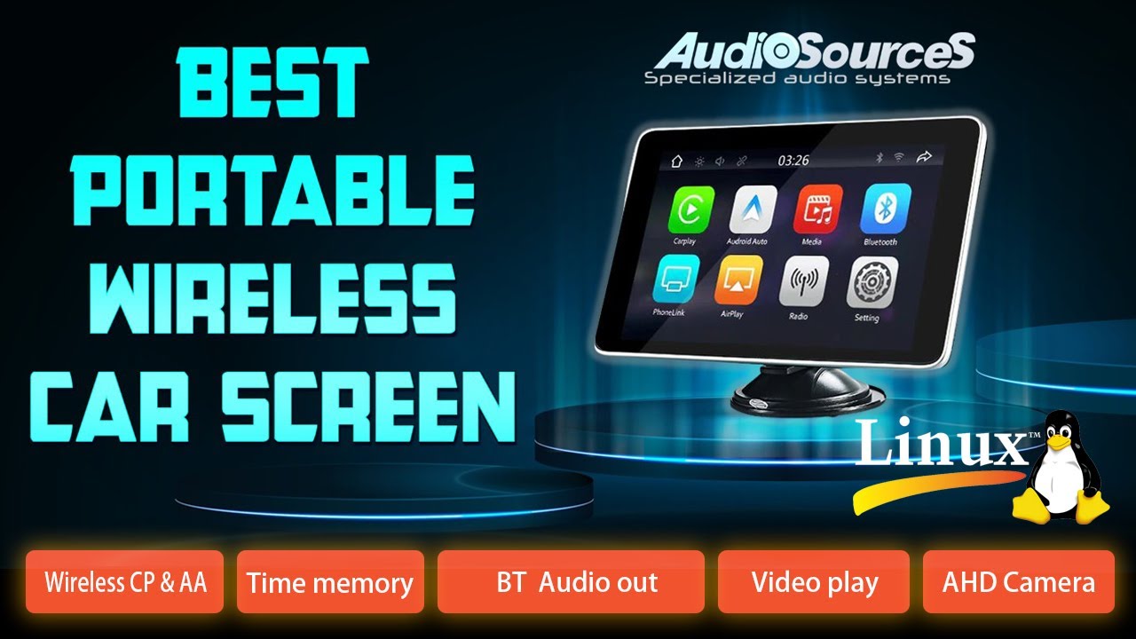 7 inch portable wireless Carplay android auto linux system car truck ...