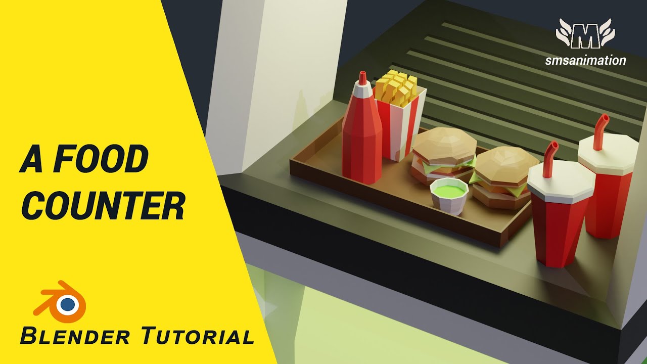 A FOOD COUNTER LowPoly Model in Blender / Blender Tutorial / Blender ...