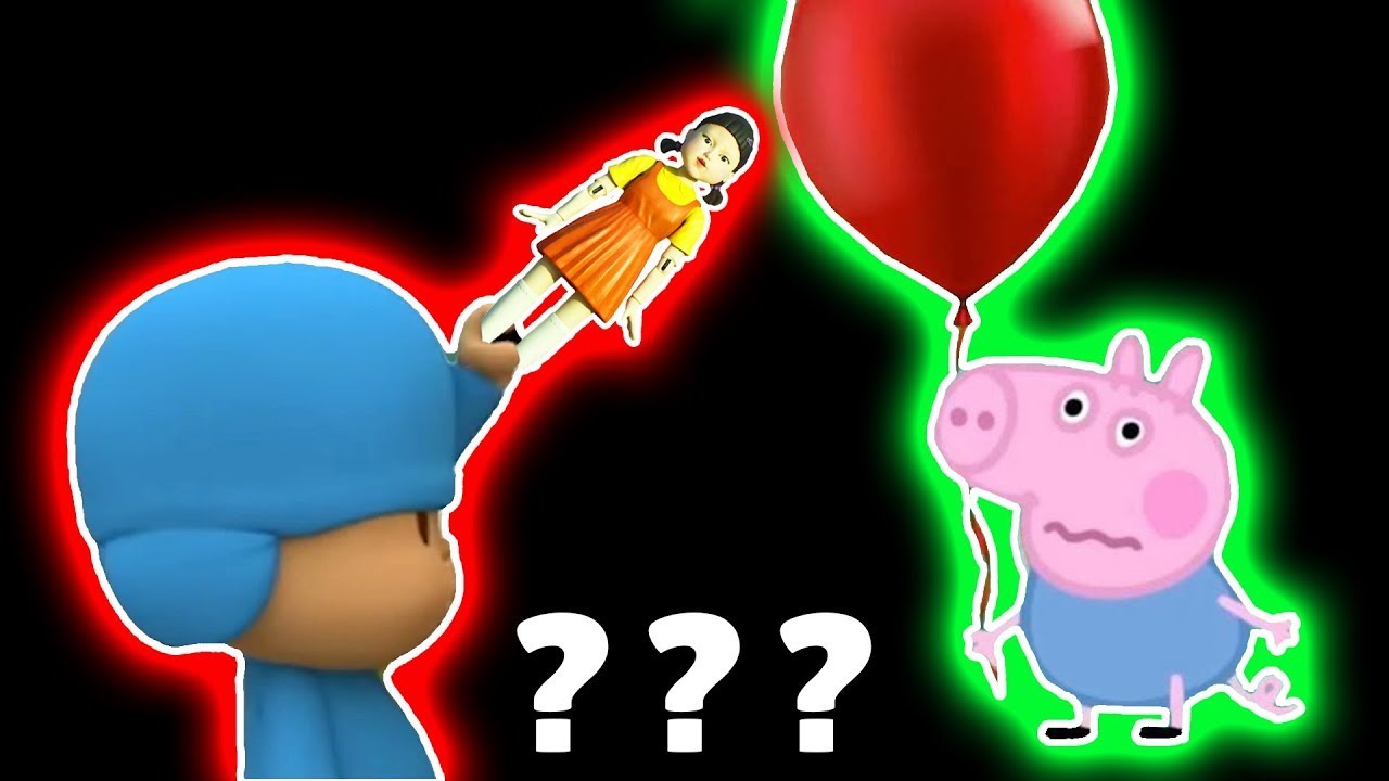 6 Pocoyo I'm not Pocoyo & George Crying Balloon in Squid Game Sound ...