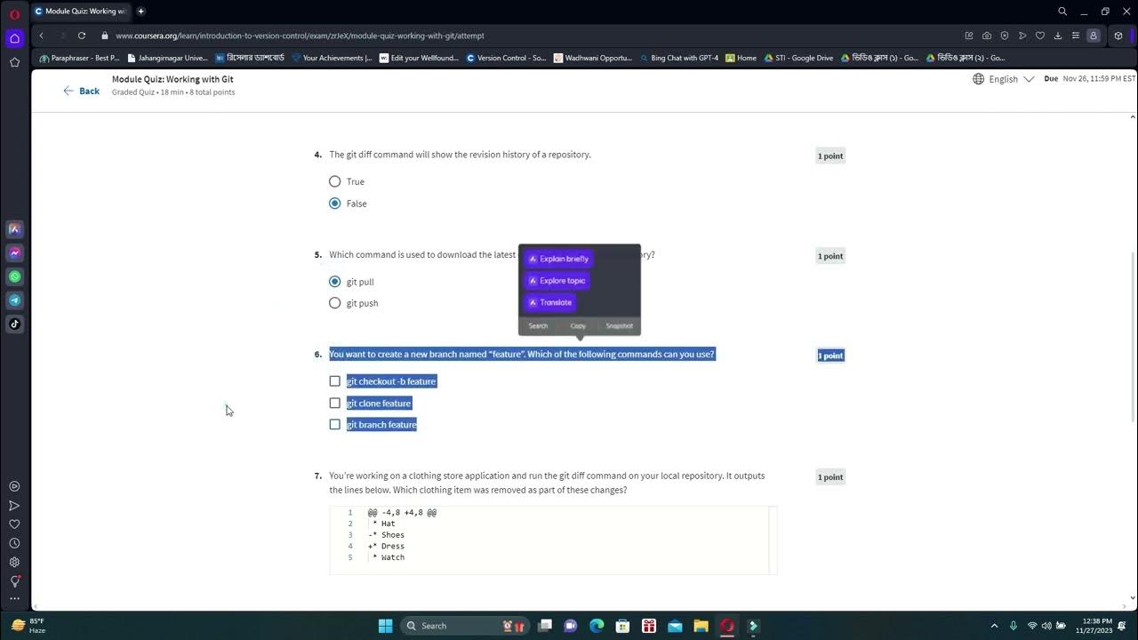 Module Quiz Working With Git Coursera Version Control Meta Youtube