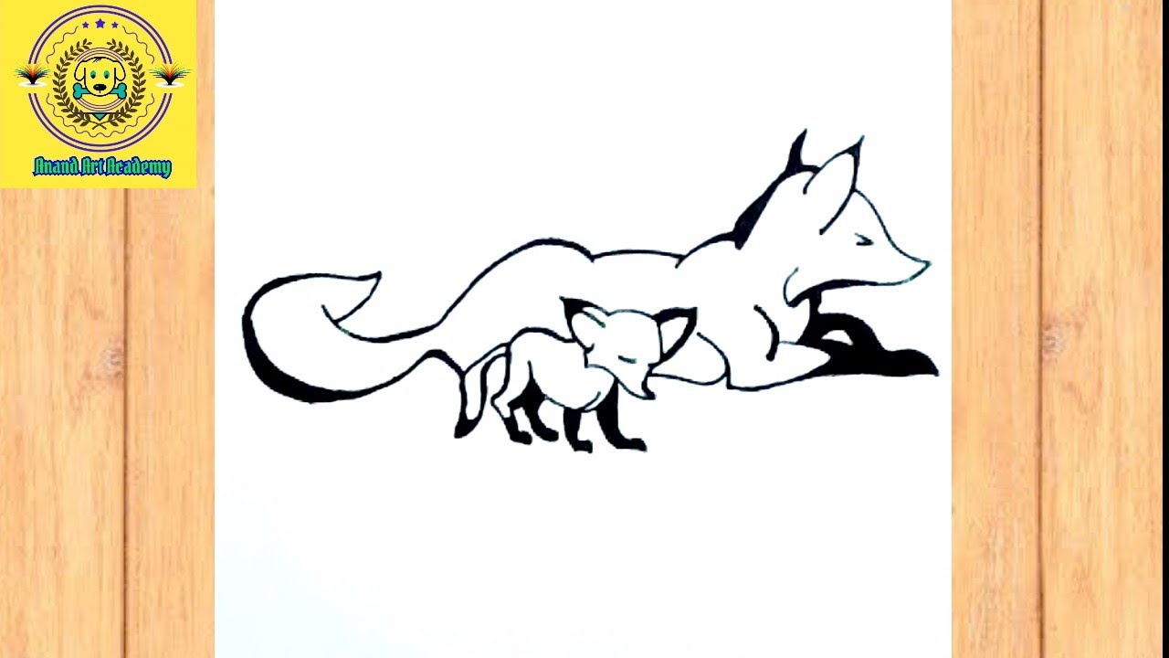 How to draw a baby Fox and mother fox // step by step fox easy drawing ...