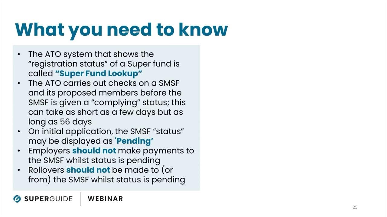 Q&A: Can an SMSF accept super contributions if it's status is "Pending"? - YouTube