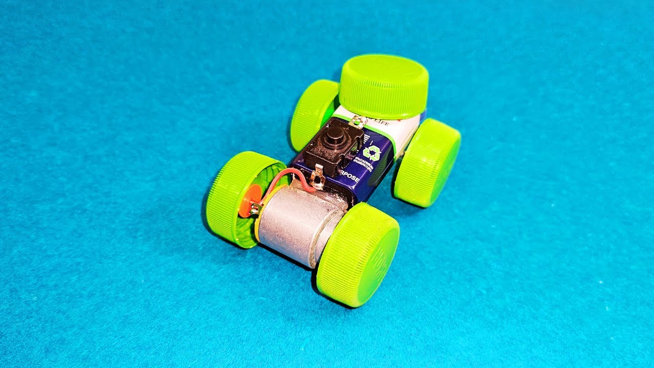 How to make a Car with bottle cap || DC Motor Double Shaft Car || How ...