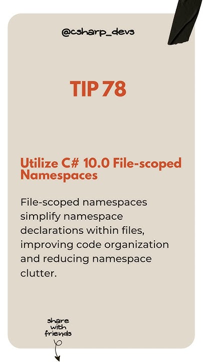 Tip 78 Of 100 Use File Scoped Namespaces Csharp Dotnet Dotnetcore Dotnetcore Coding Tips