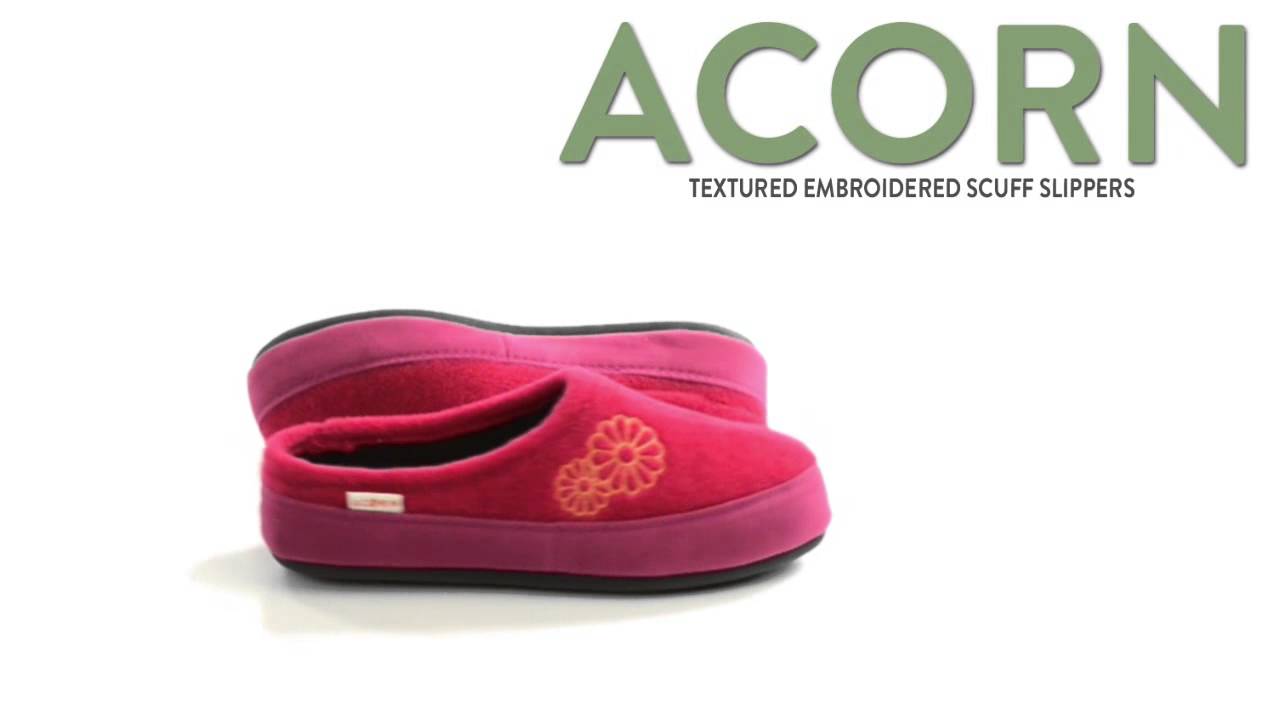 Acorn Textured Embroidered Scuff Slippers (For Women) - YouTube