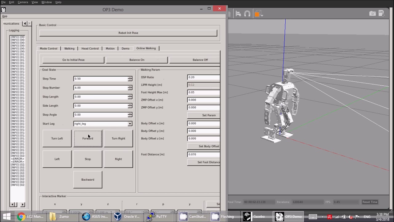 Testing the Robotis OP3 Gazebo simulation - YouTube
