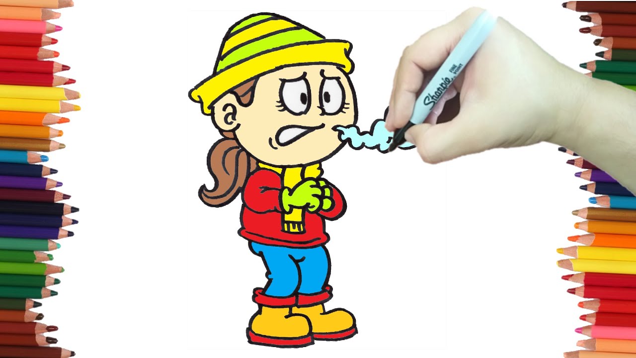 How to draw easily a GIRL WITH COLD Step by Step - YouTube