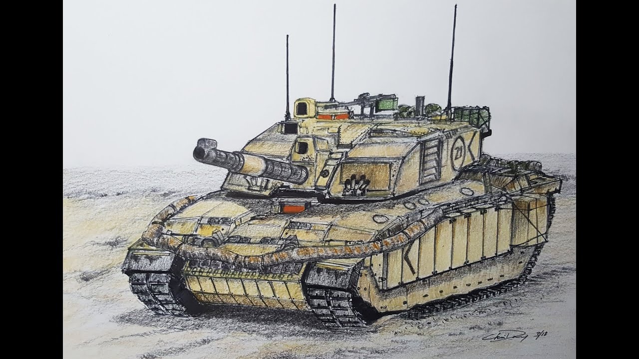 How to Draw a British Challenger 2 Tank - YouTube