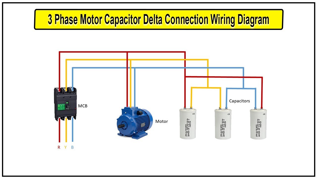 How to Make 3 Phase Motor Capacitor Delta Connection Wiring Diagram ...