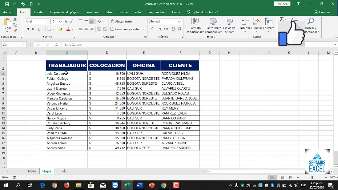 Cambiar Fuente en Excel - YouTube