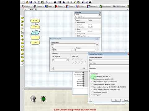 Tutorial 3: LED Control using Switch via Flowcode. التحكم فى إضاءة ليد بواسطة مفتاح عادى - YouTube