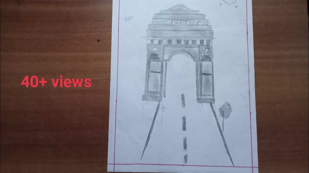 EASY DRAWING OF INDIA GATE STEP BY STEP. 15 AUGUST DRAWING. 🇮🇳🇮🇳 - YouTube