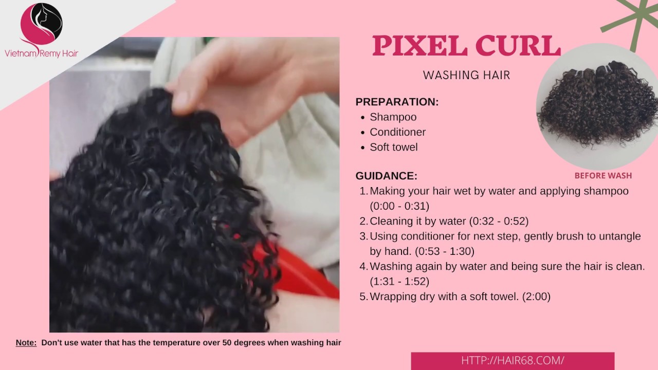 How To Co- Wash Pixel Curly (Tutorial) | Vietnam Remy Hair - YouTube