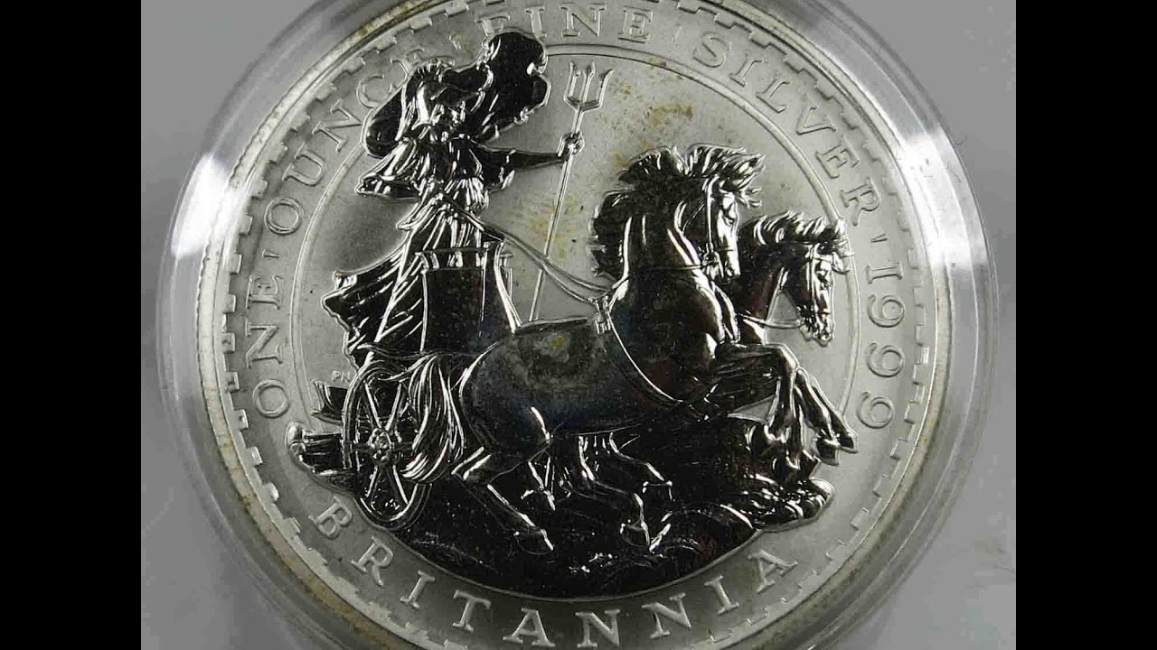 Great Britain 2 Pounds 1999 Britannia 1 OZ Old Silver Coins コイン 硬幣 ...