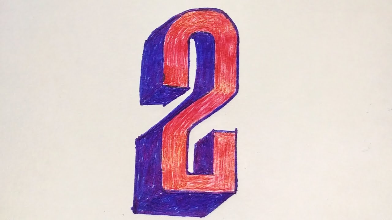 How to draw or make a number two (2) easy step by step | drawing number ...